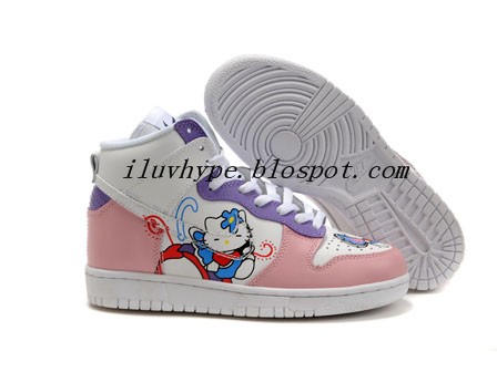 I ♥ HYPE: Nike Dunks High Girls Hello Kitty butterfly flower