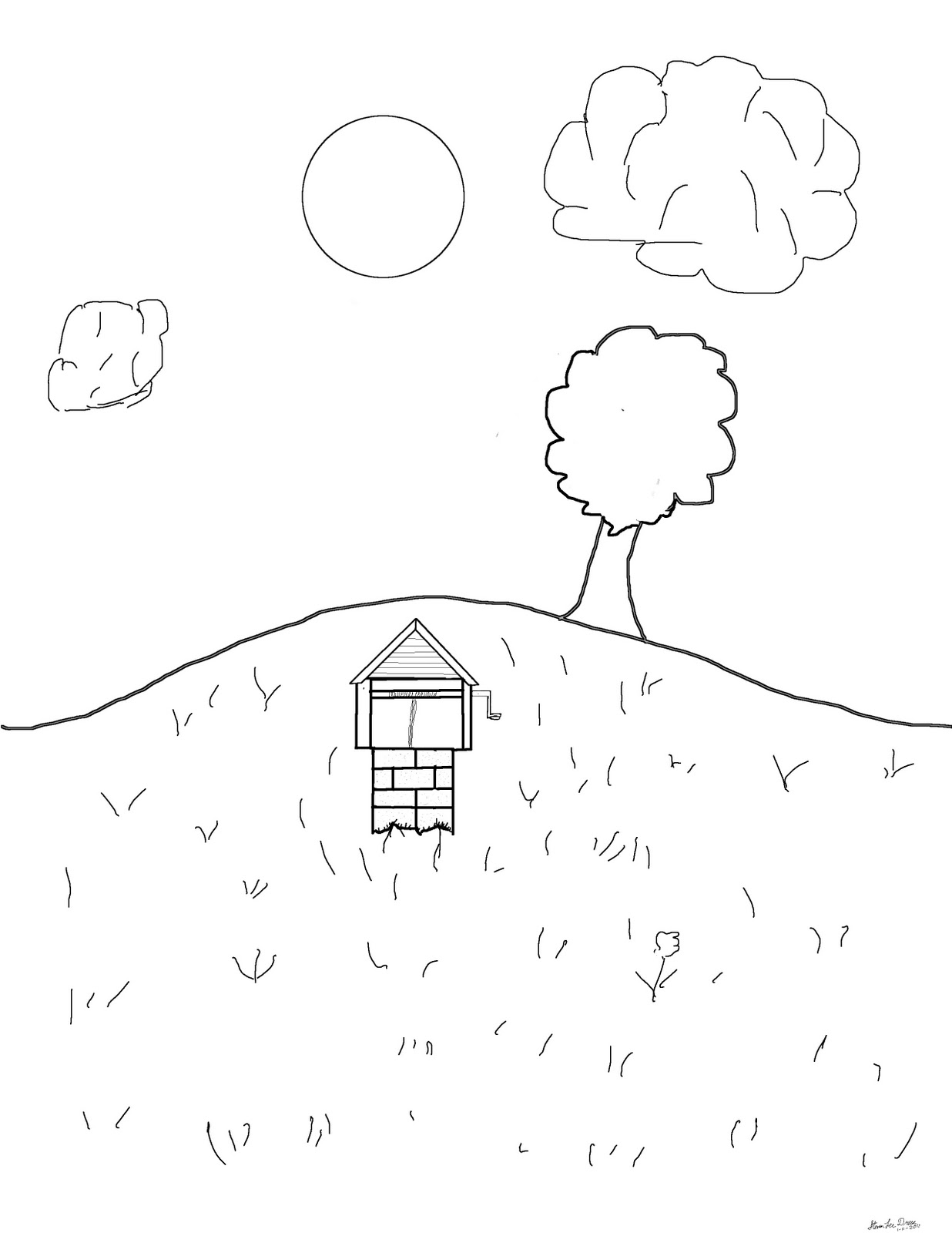 A Hill Colouring Pages Sketch Coloring Page