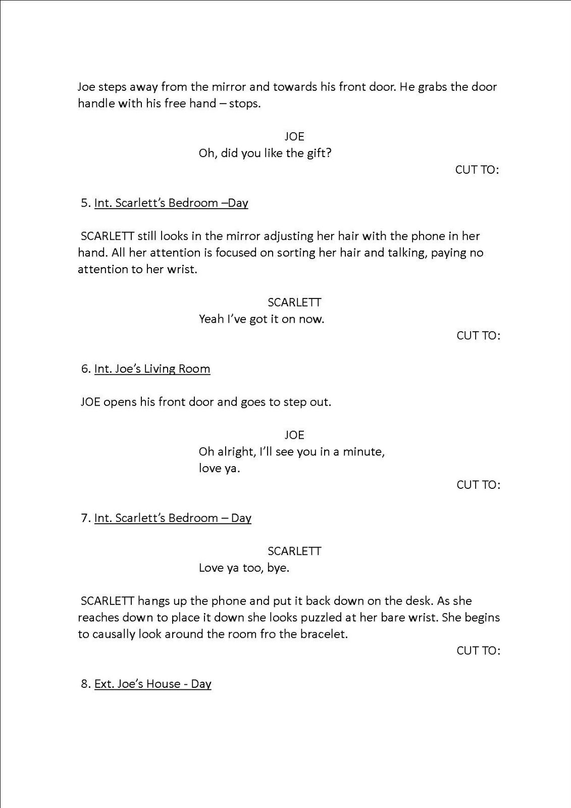 From Joe, With Love - A Short Film: FILM: Scripting