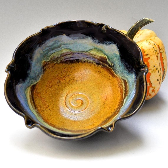 .Flower Serving Bowl in Night Chi handmade stoneware pottery | Hand ...