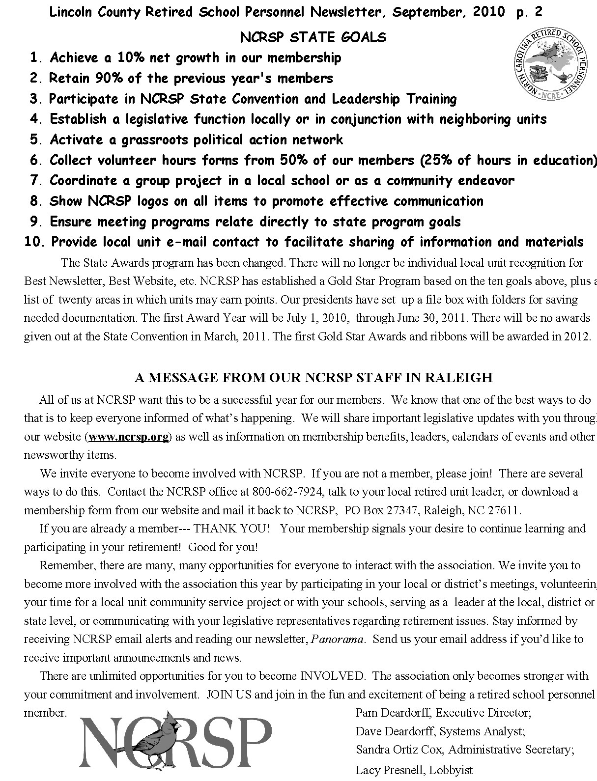 LCRSP - Lincoln County Retired School Personnel