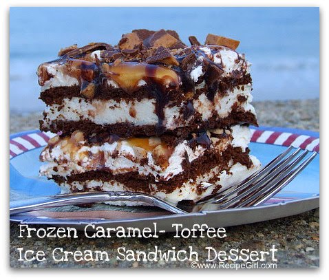 Frozen Caramel-Toffee Ice-cream sandwhich dessert!!!