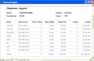 Ilmu Software: Membuat Laporan Simpanan Anggota Koperasi
