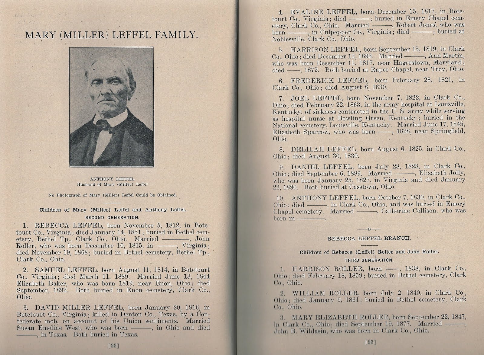 clmroots: Anthony and Mary (Miller) Leffel Family