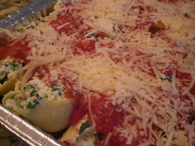 Triple Cheese Stuffed Shells with Sausage and Spinach