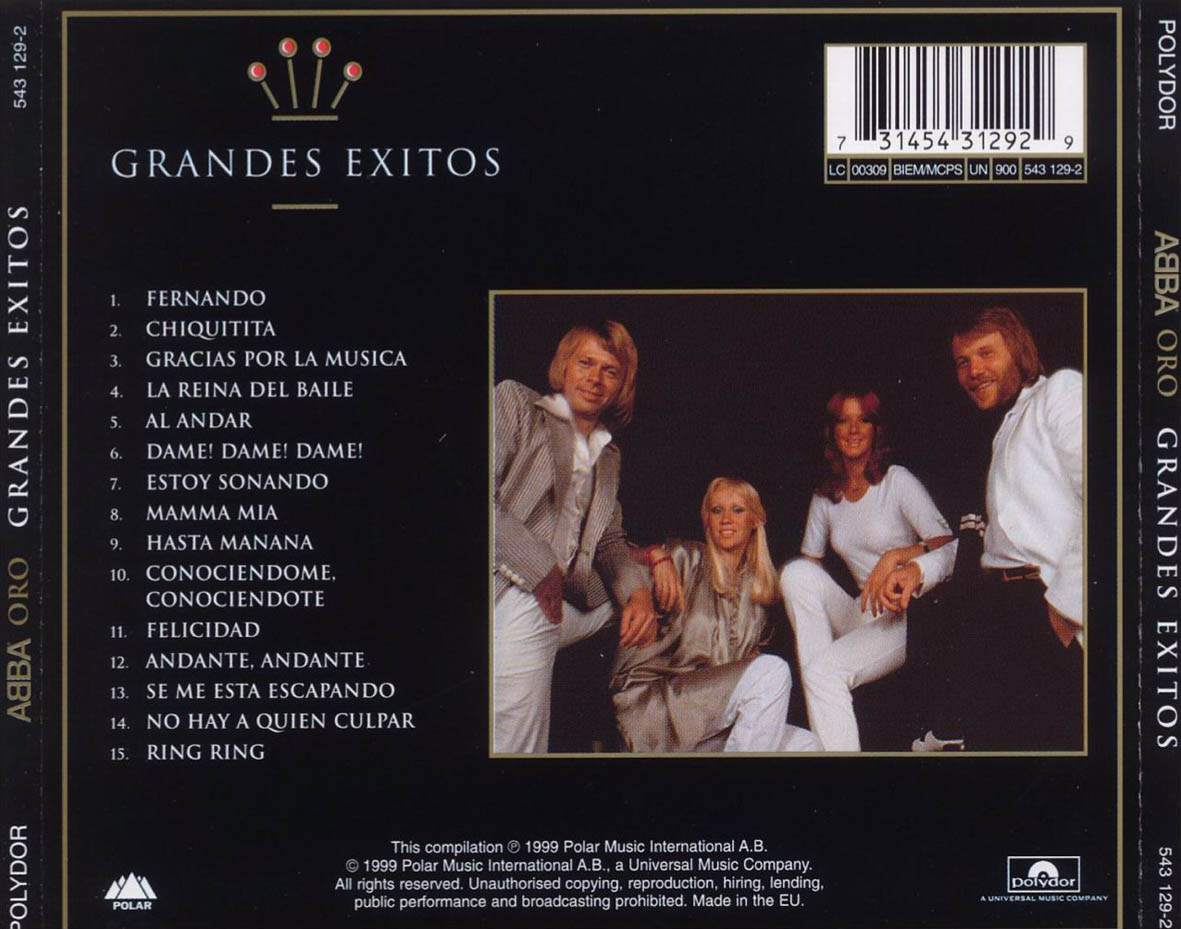CARATULAS DE CD DE MUSICA: Abba Oro (Grandes Exitos) (1999)