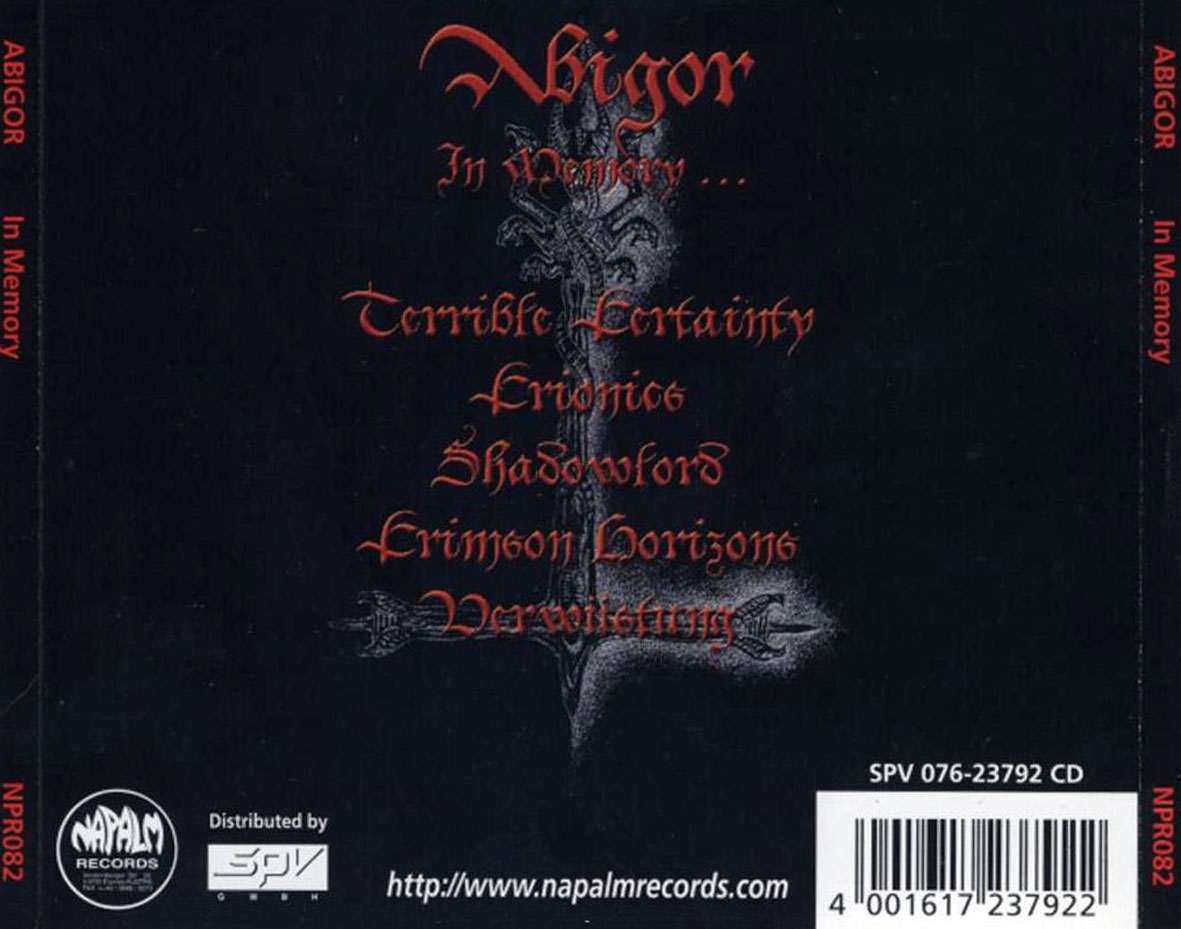 CARATULAS DE CD DE MUSICA: Abigor In Memory(2000)