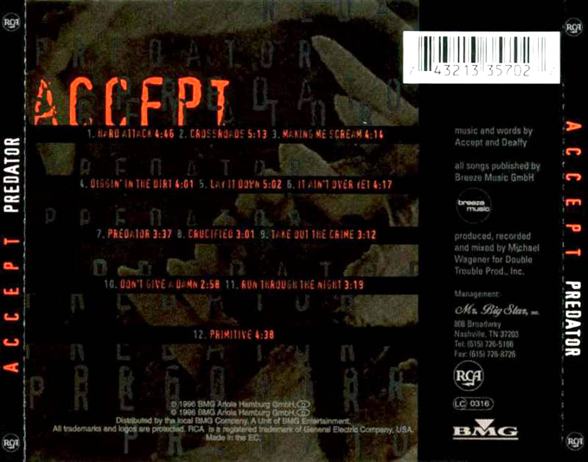 CARATULAS DE CD DE MUSICA: Accept Predator(1996)