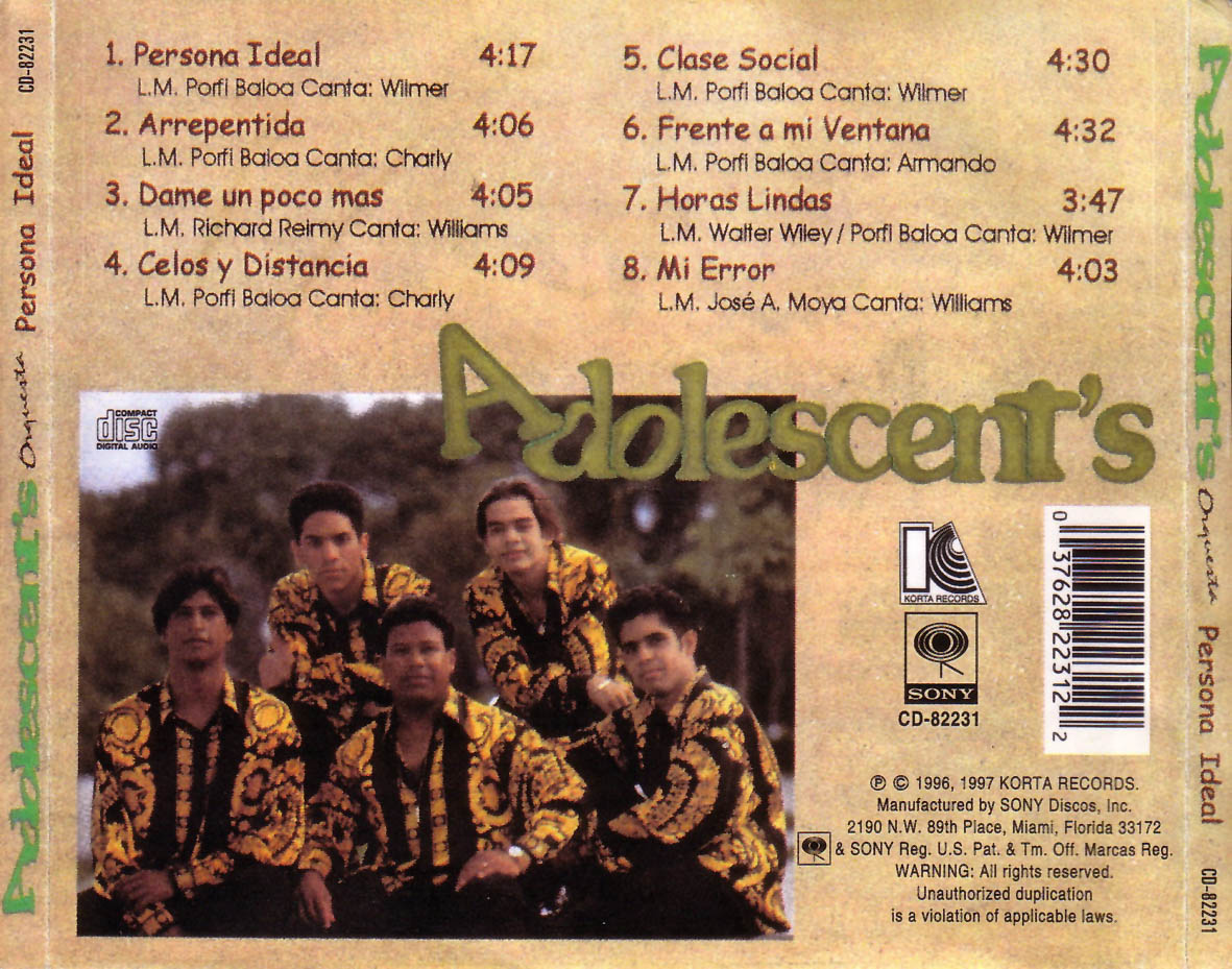 CARATULAS DE CD DE MUSICA: Adolescent's Orquesta Persona Ideal (1997)(1997)