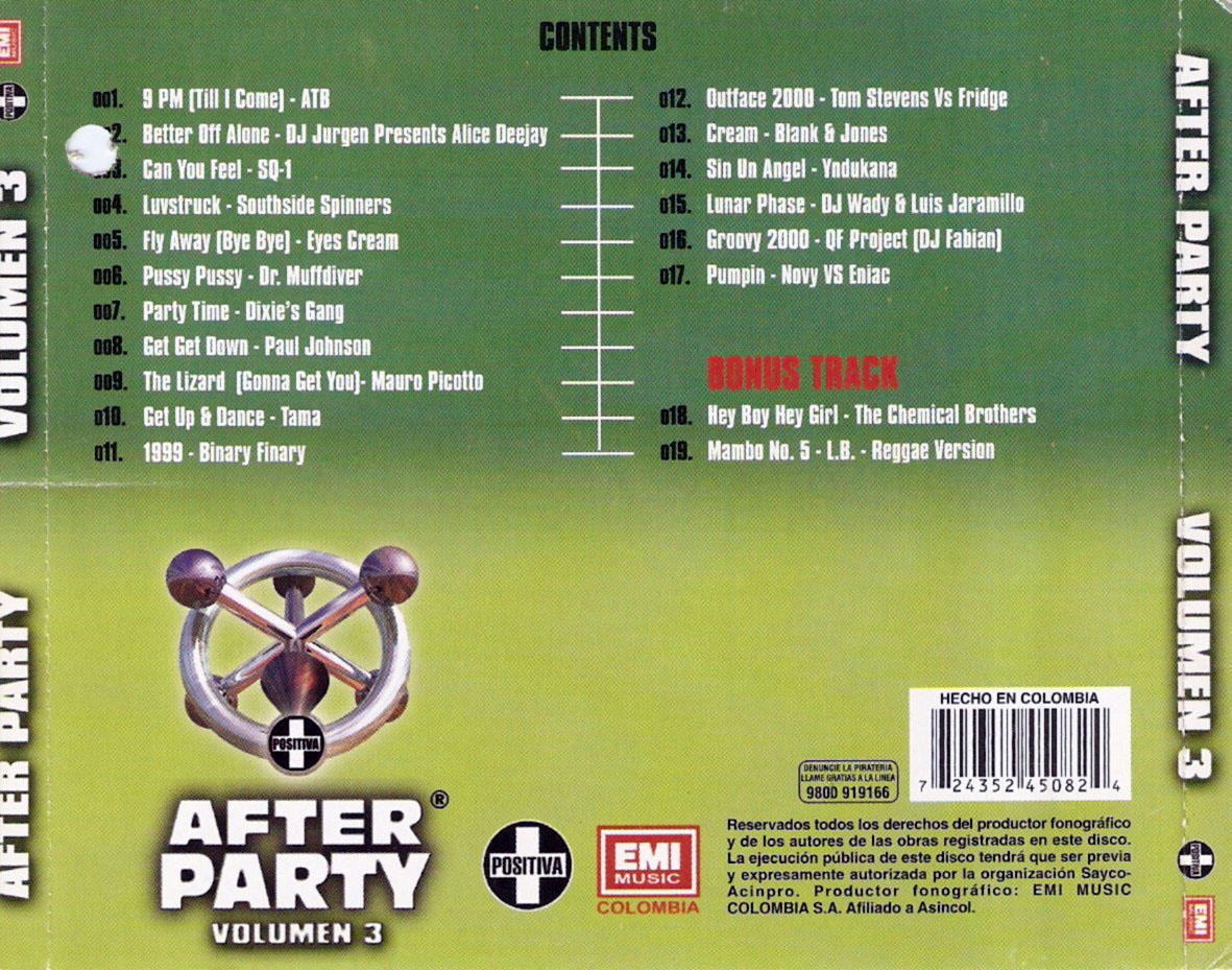CARATULAS DE CD DE MUSICA: After Party Volumen 3