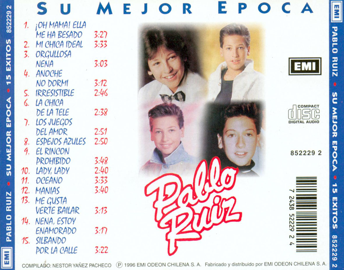 CARATULAS DE CD DE MUSICA: Pablo Ruiz Su Mejor Epoca - 15 Exitos (1996)