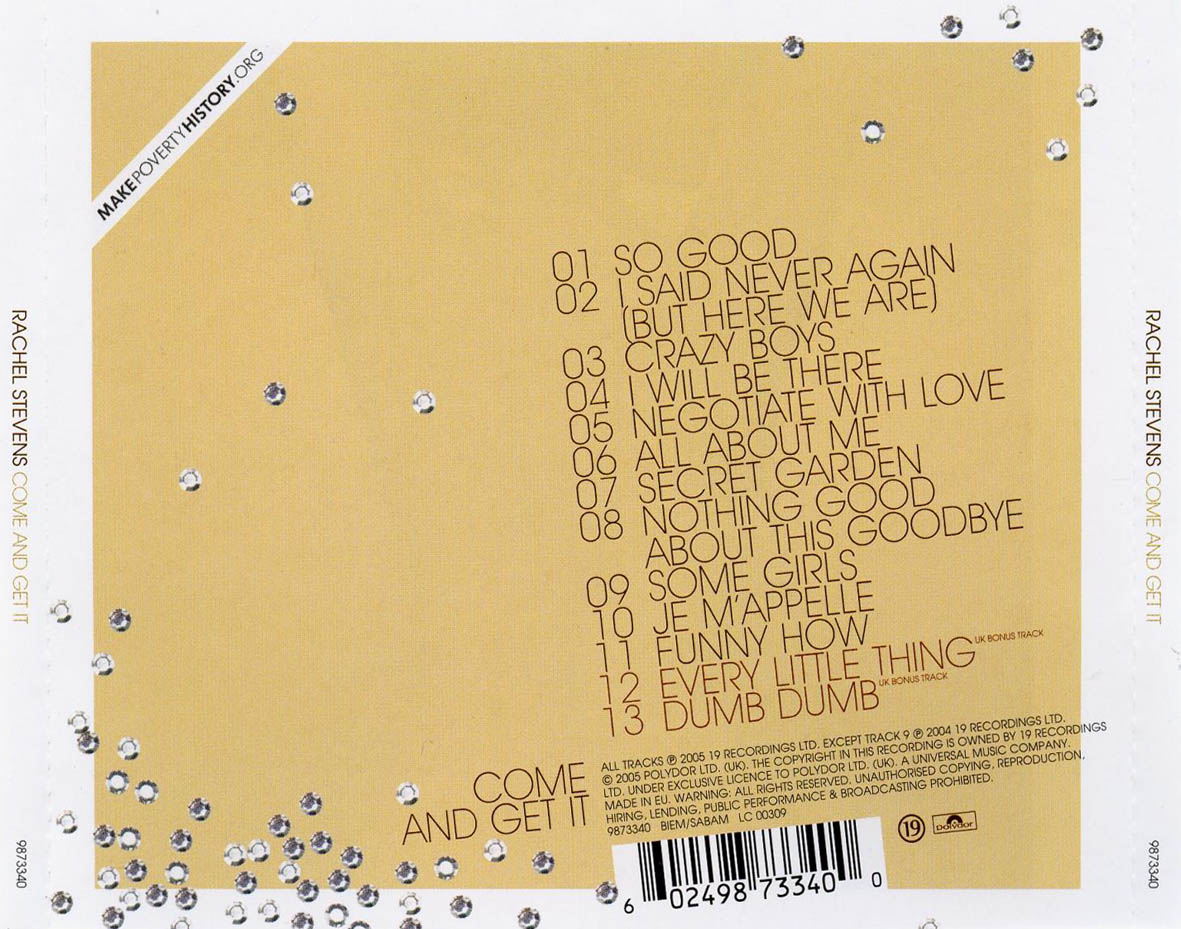 CARATULAS DE CD DE MUSICA: Rachel Stevens Come And Get It (2005)