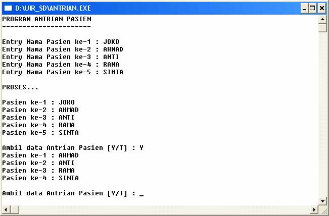Dwi Baraja Blog's: Program Pascal : Queue / Antrian