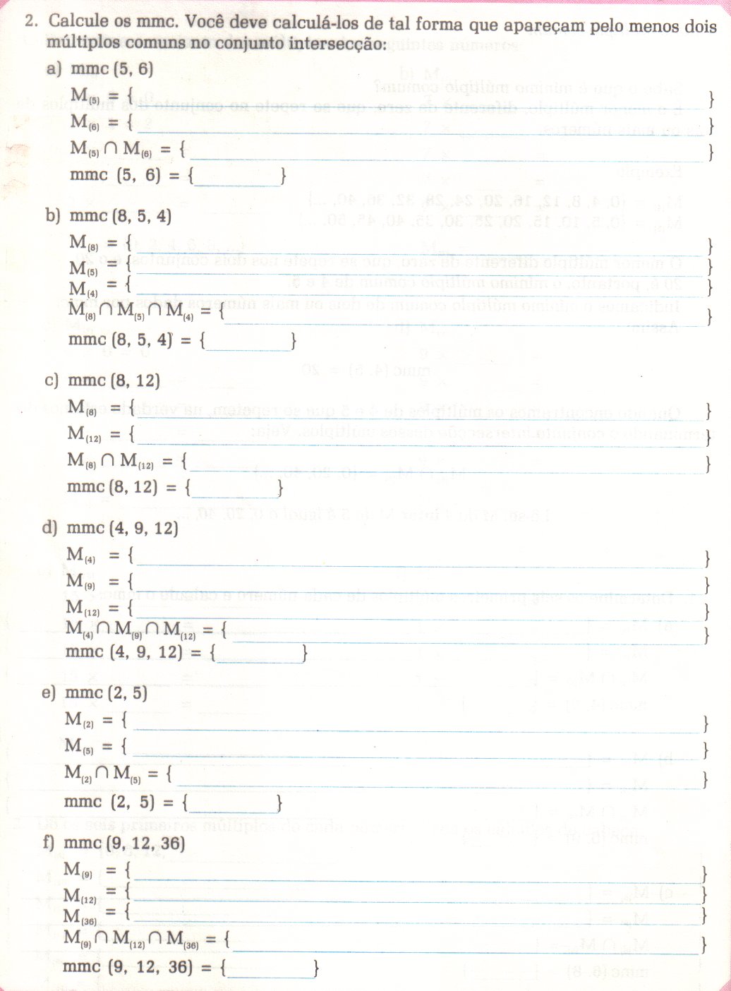 Atividades Minimo Multiplo Comum 5 Ano - BRAINCP