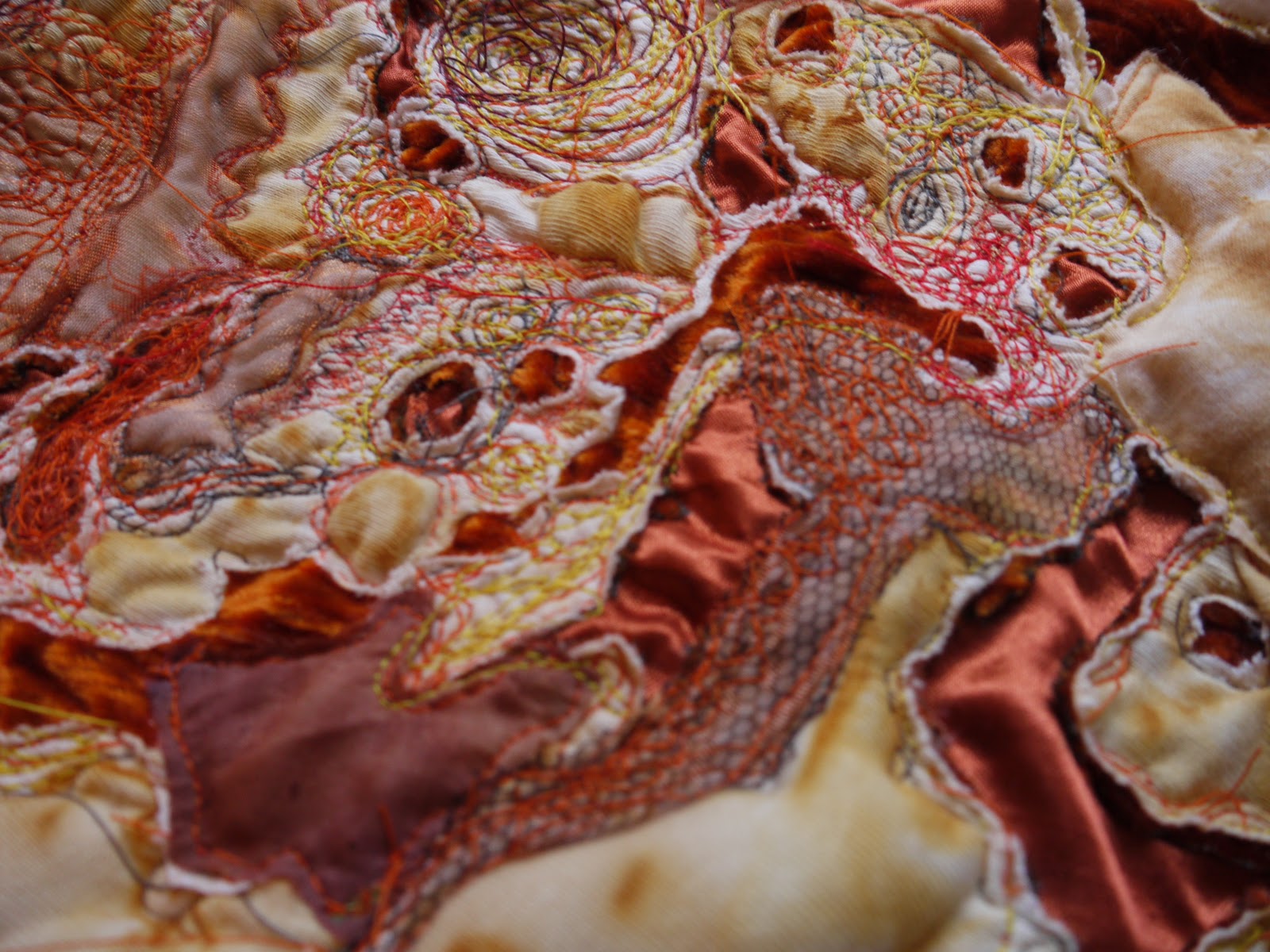 A level Art and Textiles: Here is a rust inspired piece of work..