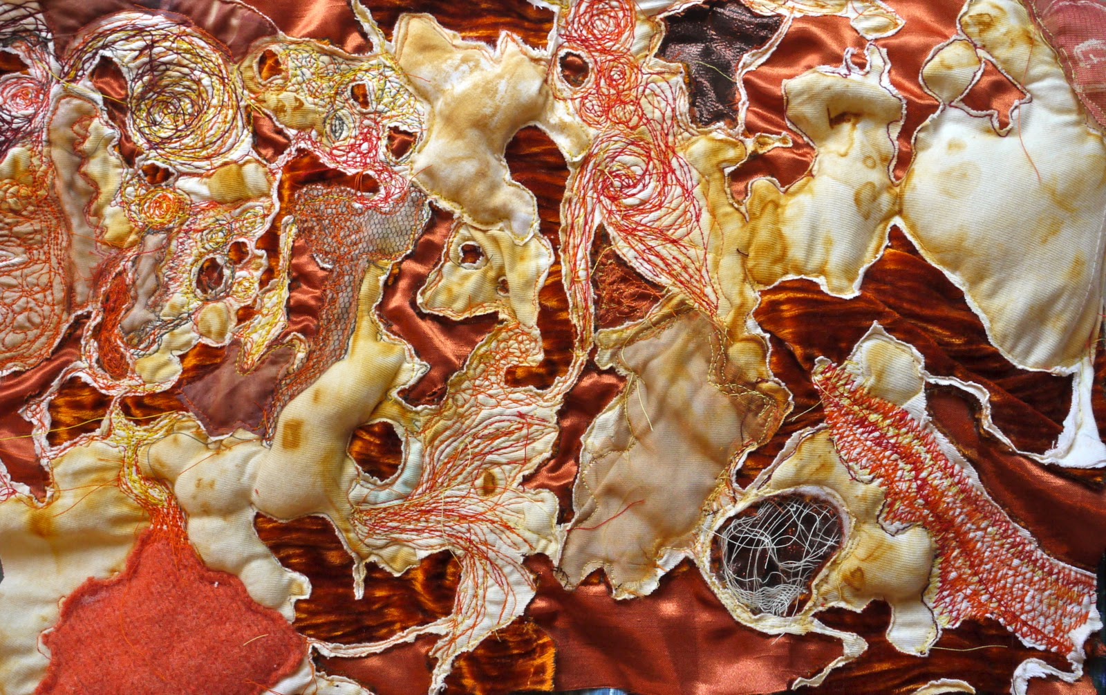 A level Art and Textiles: Here is a rust inspired piece of work..