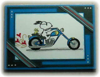 SNOOPY E-CARDS: Snoopy riding motorcycle