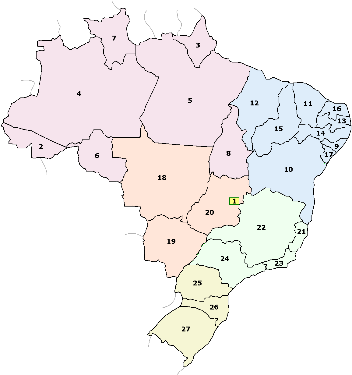 Mapa Do Brasil Numerado - LIBRAIN