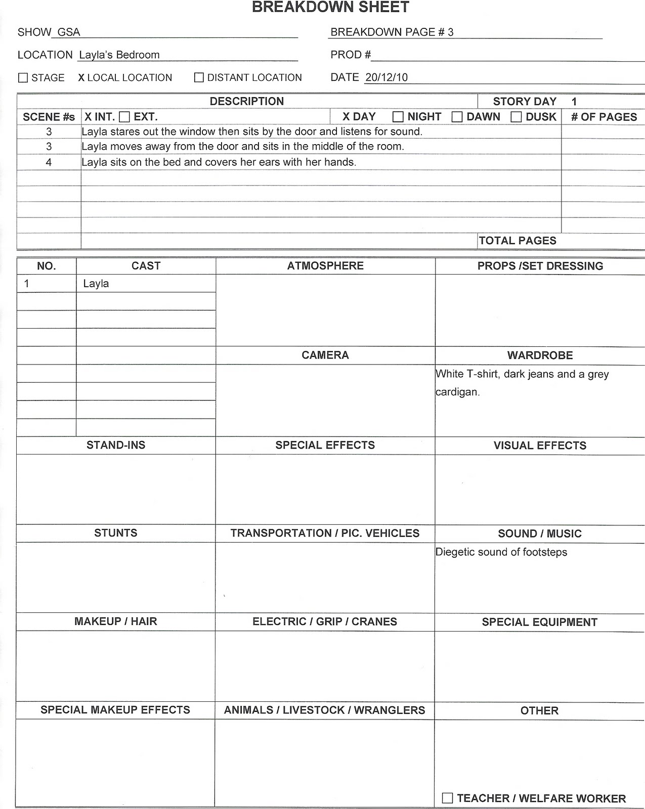 Pre-Production: Breakdown Sheets