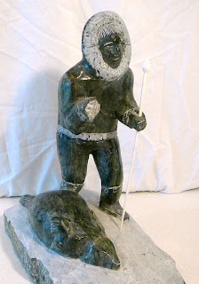 HB COLLECTION: Inuit (Eskimo) carving of grey soapstone - Standing man ...