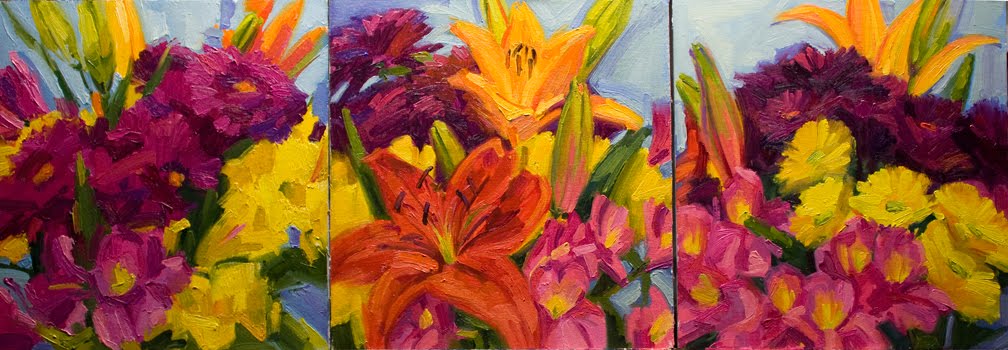 Greg Little Oils & Pastels: Flower Triptych...