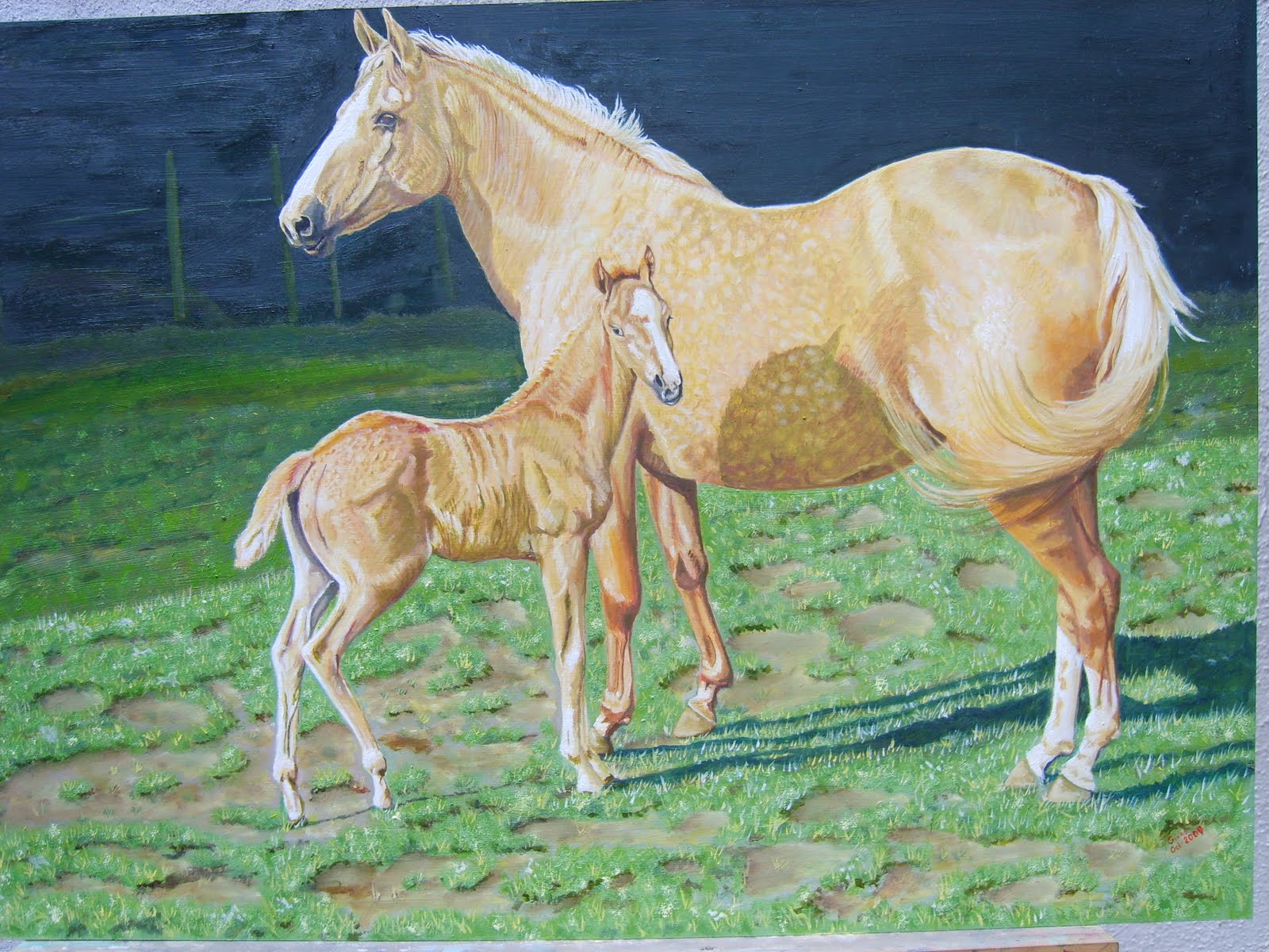 Creación y pintura: Yegua y su cría