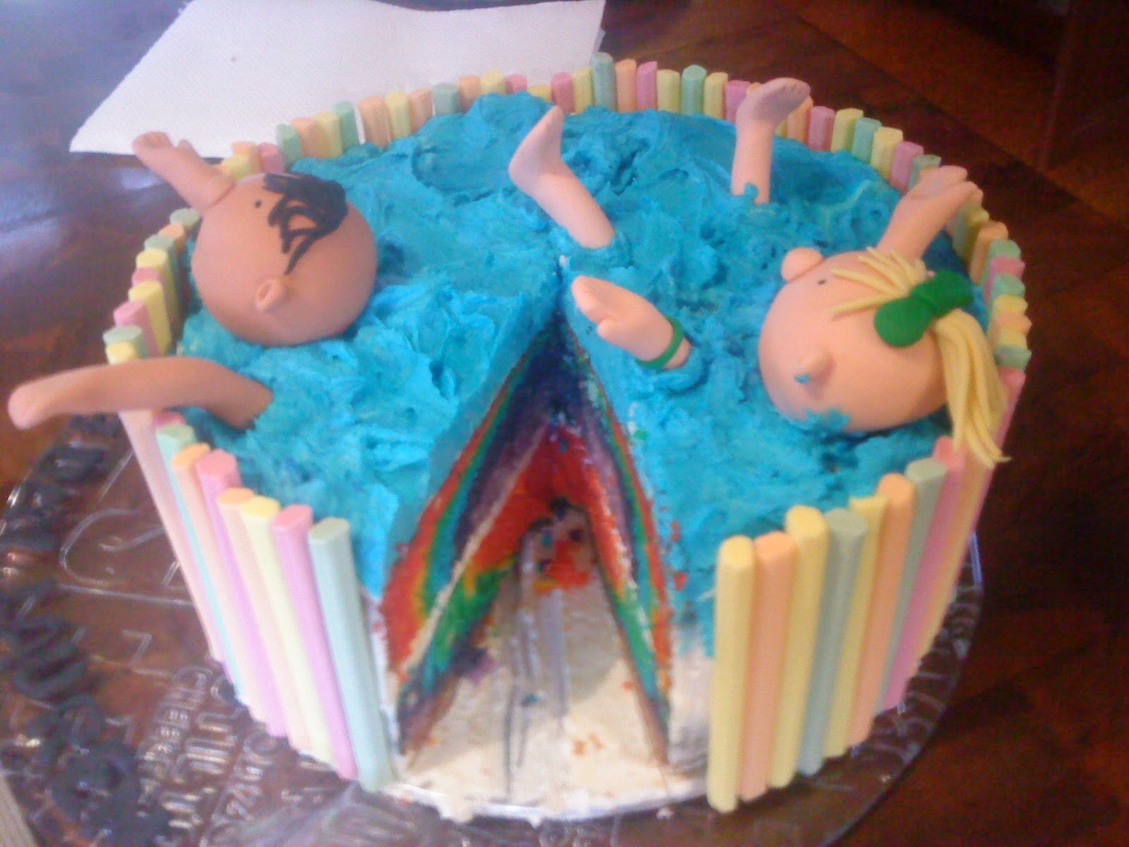 Kylees Creations: Spa Pool - Rainbow cake! Lauren's 15th Birthday!