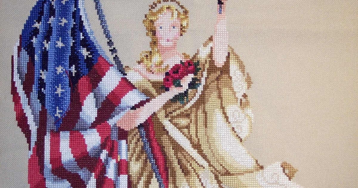 Lady Of The Flag Cross Stitch Pattern - Cross Stitch Patterns