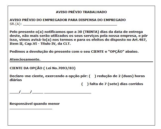 modelo de aviso prévio trabalhado aviso previo modelos de carta | My ...