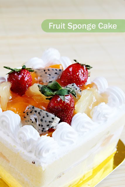 Little Inbox Recipe ~Eating Pleasure~: Fruit Sponge Cake