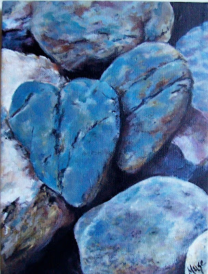 Painting the Day with a Muse: "BLUE STONE" - ACRYLIC .....7 1/8" X 9 1/ ...