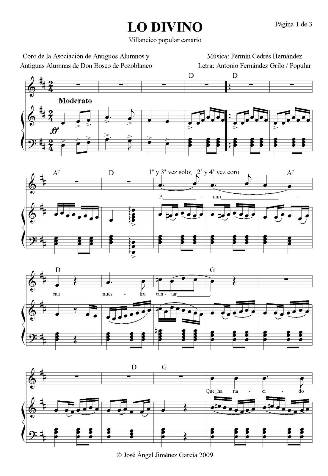 Lo Divino (Villancico popular canario) | Coro de la Asociación de ...