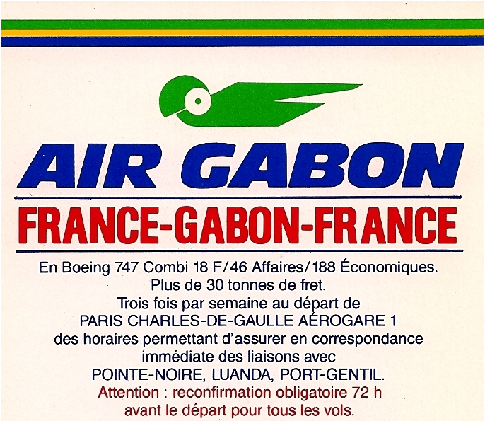 The Timetablist: Air Gabon: Worldwide Network, 1992
