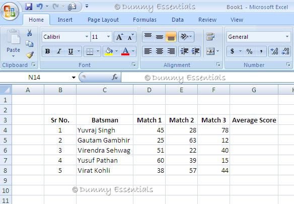 Dummy Essentials: Average In MS Excel 2007