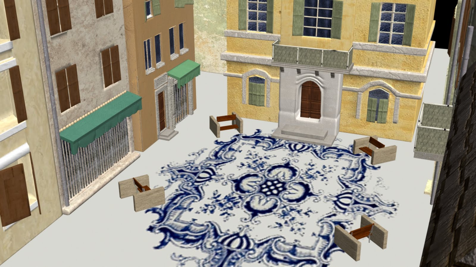 Integrated Project.: Modern French Town Square Scene.