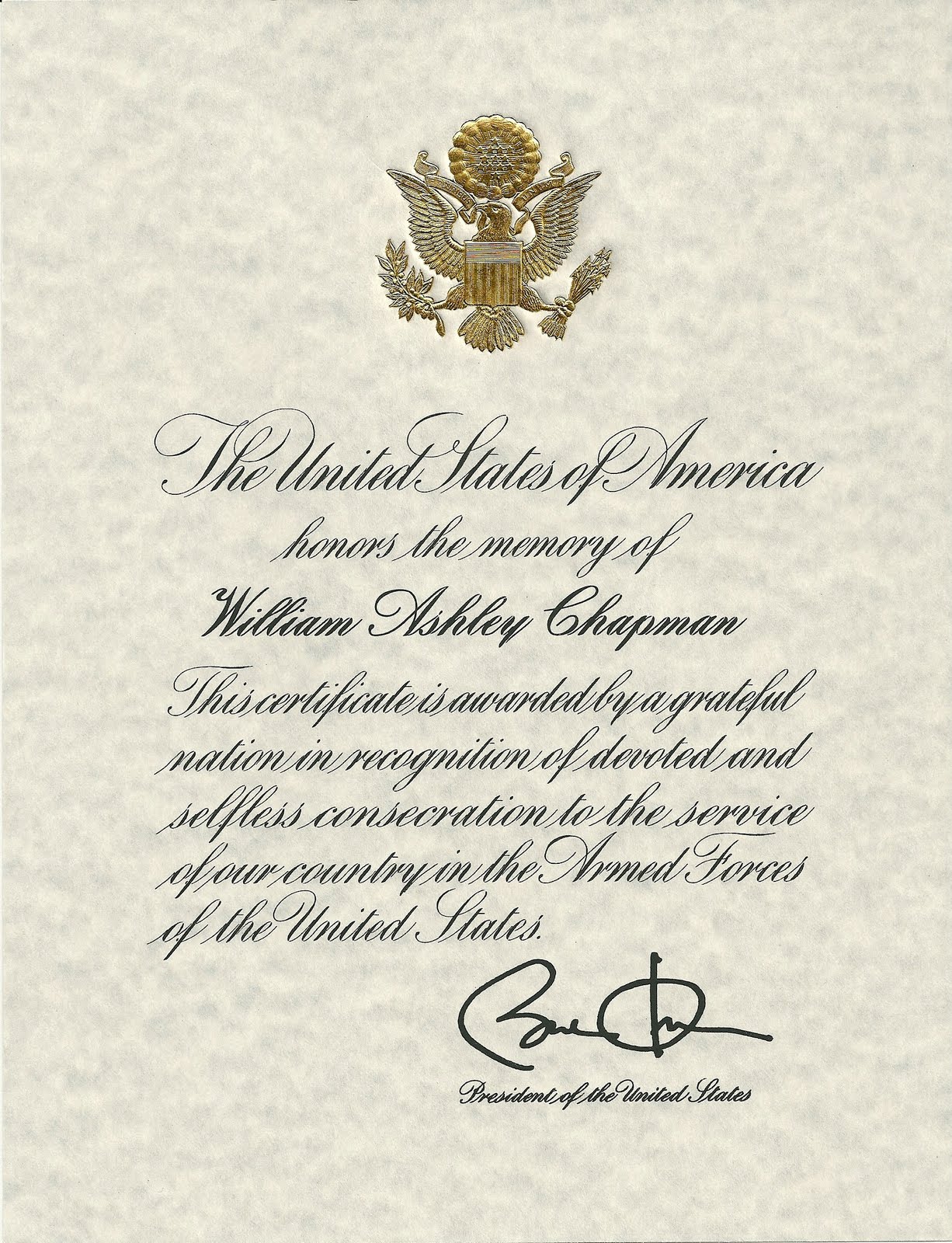 Robin Chapman News: The Mysterious Presidential Citation
