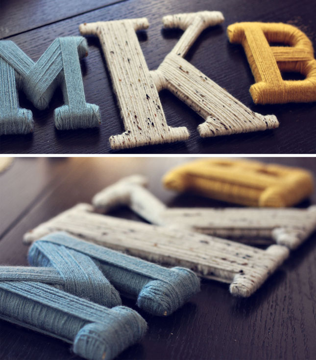Blush and Bashful: Yarn Wrapped Letters