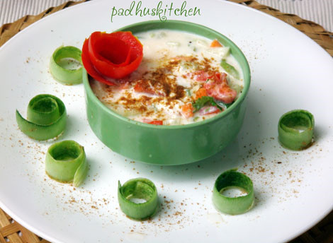 Mixed Vegetable Raita-Mixed Vegetable raita recipe | Padhuskitchen