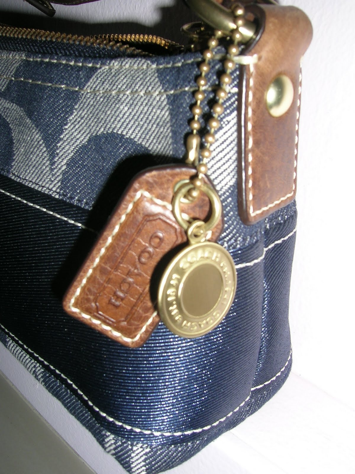 A Lady's Closet: (SOLD!) COACH Denim Signature Stripe Small Shoulder ...