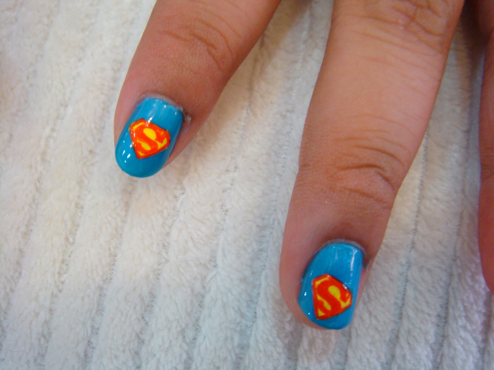 Le Sensual Nails: Crystal Jing first manicure session...Customized Superman Nail Art
