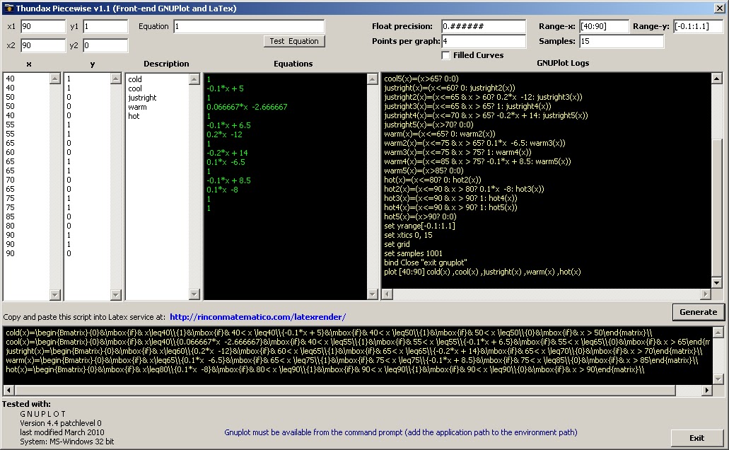 Piecewise function plotter