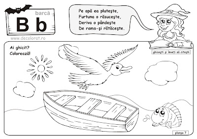 PLANSE DE COLORAT: ALFABETUL DE COLORAT litera B