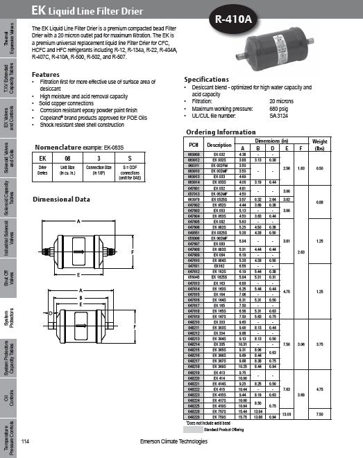 hintech-electric: EK Liquid Line Filter Drier