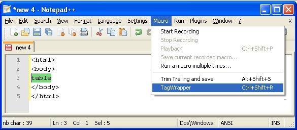 Lazy Explorer: Creating Notepad++ Macro For Html Tag Wrapper