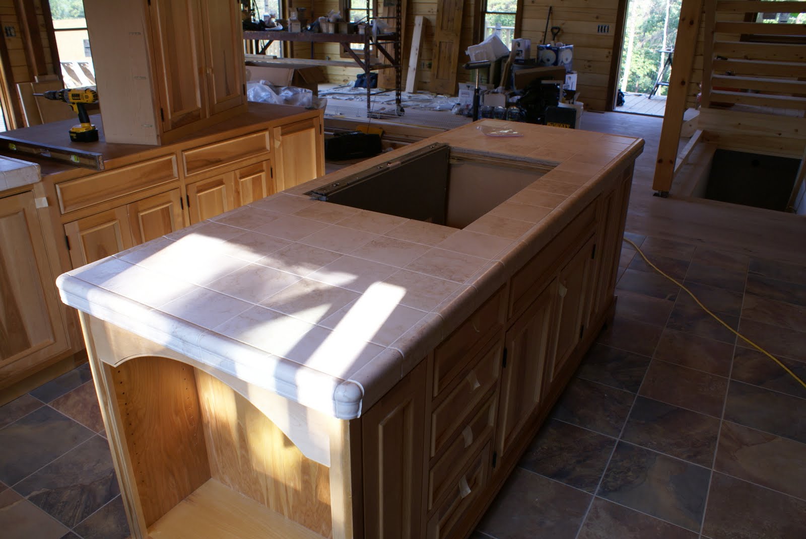 Hidden Bend Retreat, Romney West Virginia: Countertop Tile & Cabinets ...