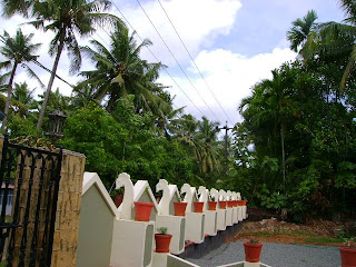 Kerala-House Construction at Irinjalakuda: Inside view of Compound wall