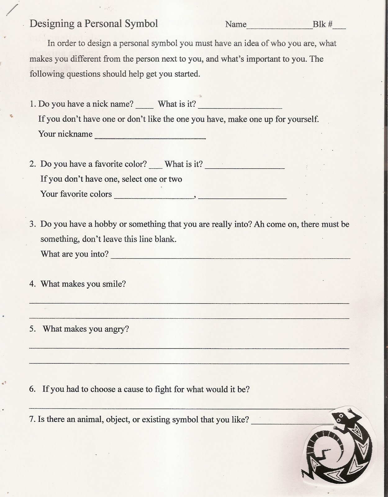 Handouts and worksheets: Designing a Personal Symbol