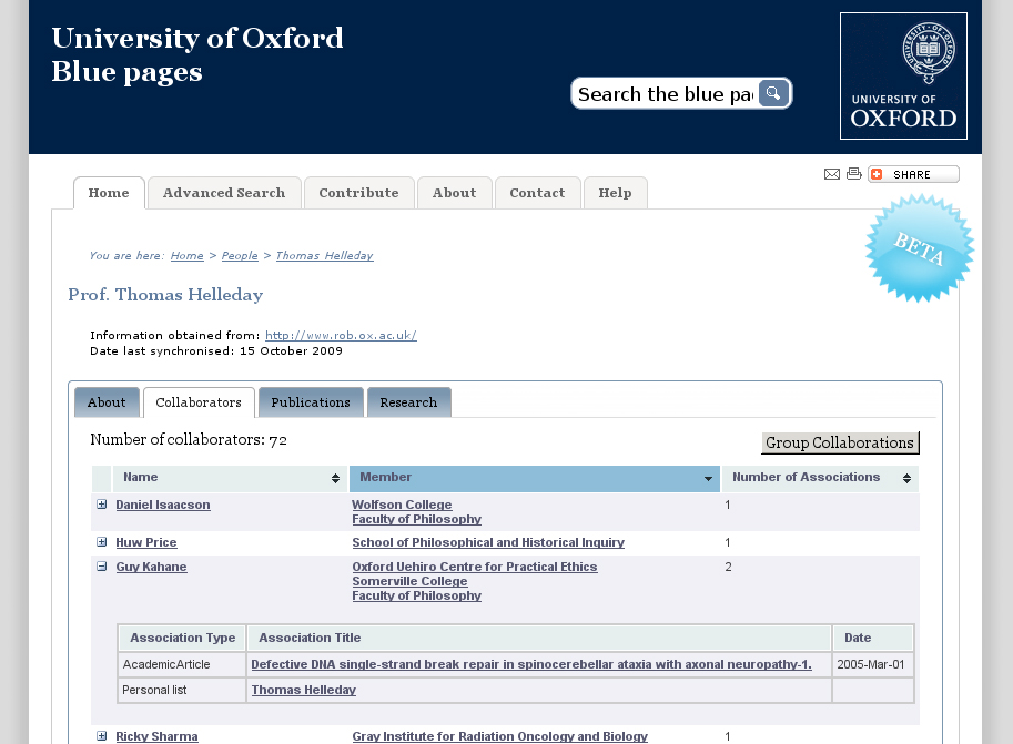 Building the Research Information Infrastructure (BRII): Blue Pages ...