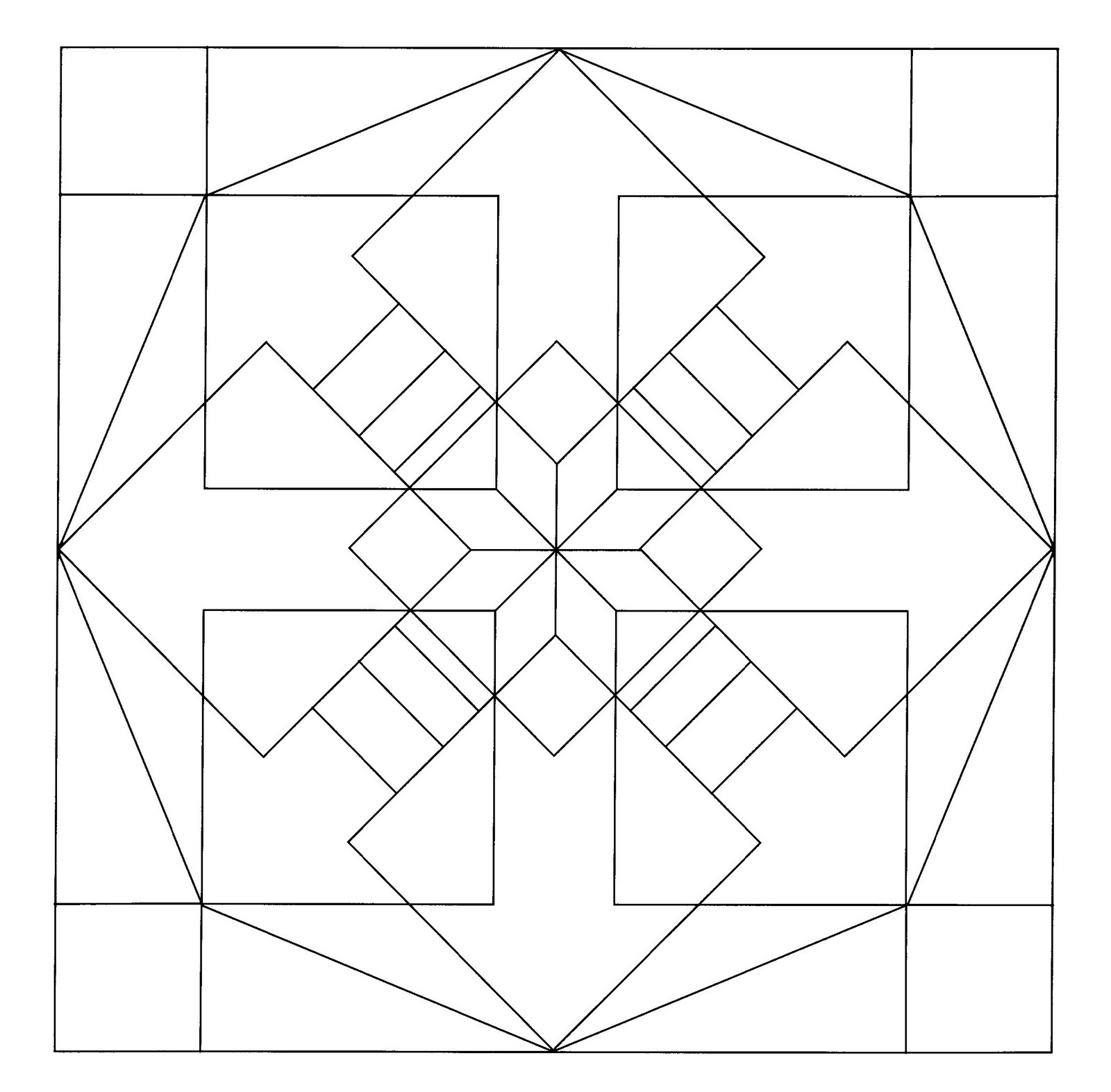Mandalas Para Pintar: Mandala geométrico dentro de un octágono