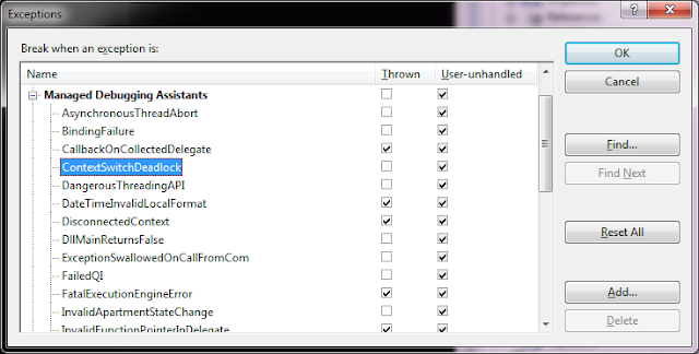 ContextSwitchDeadlock was detected
